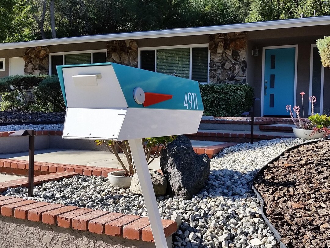 Turquoise Mid-century Modern Mailbox: 50s/60s Vintage Design - Etsy
