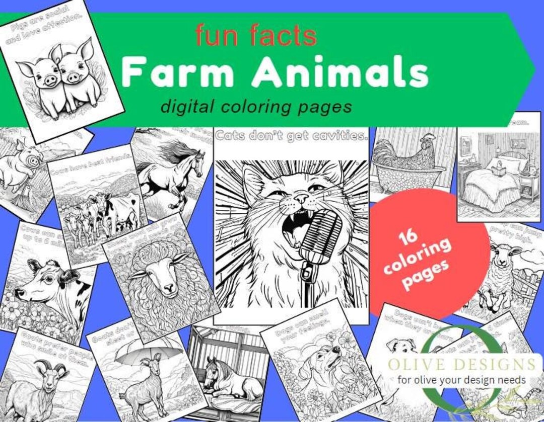 Fun Facts About Farm Animals Digital Coloring Pagesdigital Coloring ...