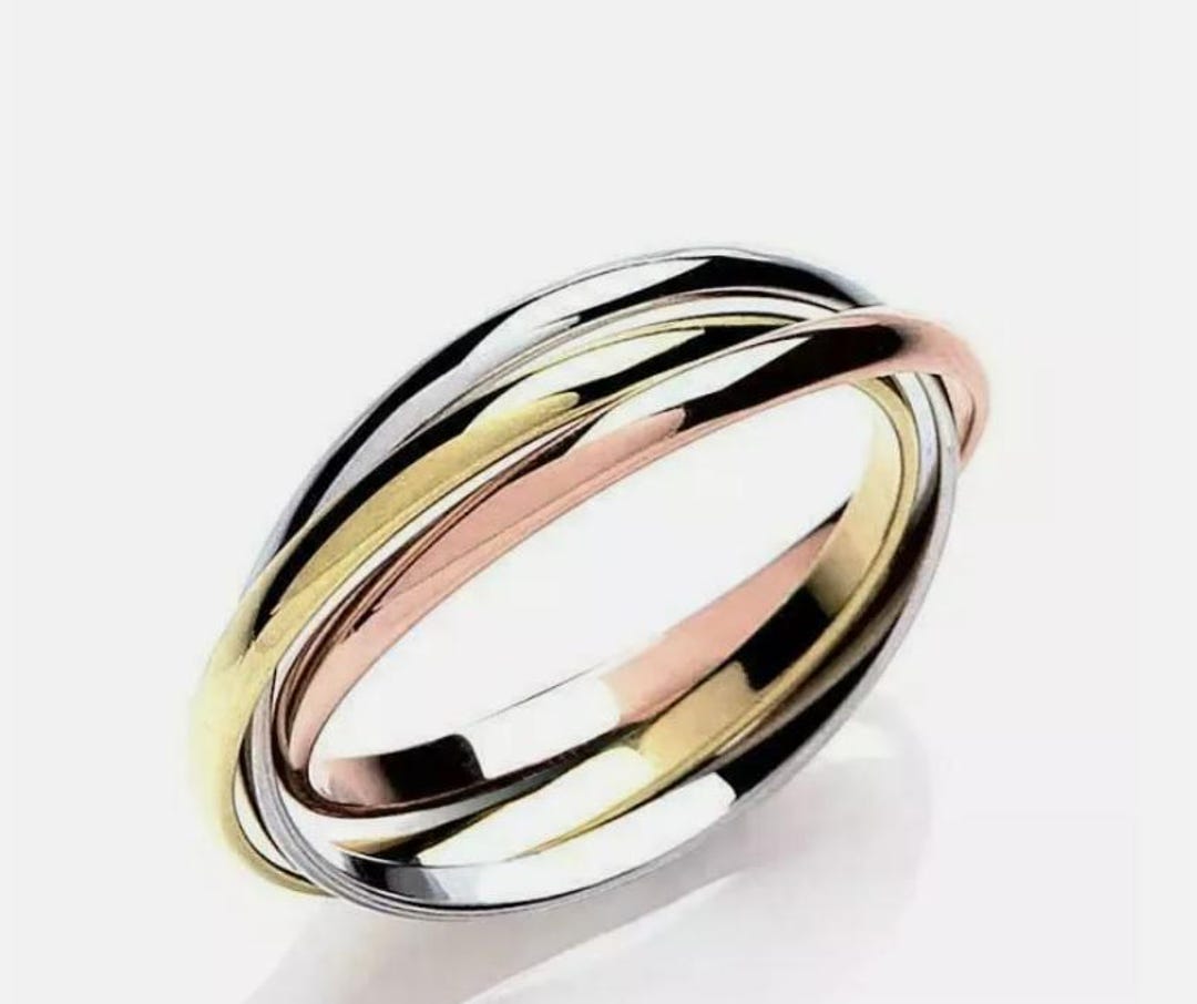9ct Gold Russian Wedding Ring Multi-tone 3 Colour Gold Band Three ...