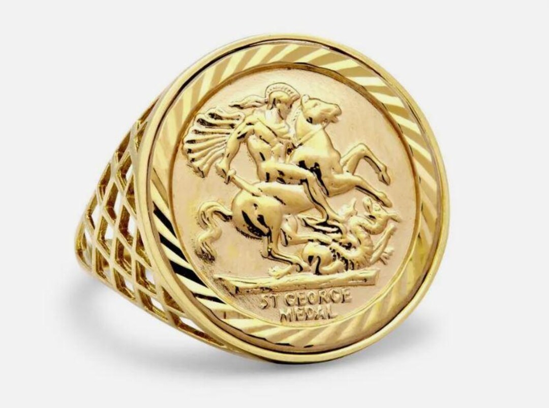 9ct Yellow Gold Half/full Sovereign St George Ring Brand New - Etsy