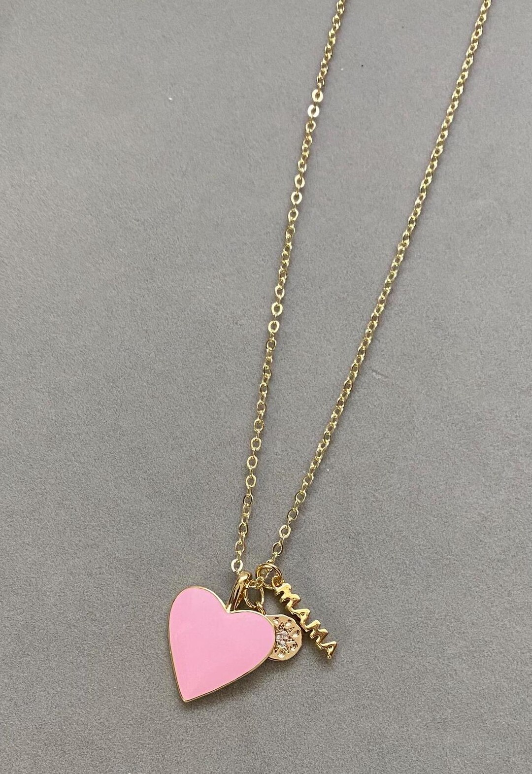 Mama Multi Charm Necklace | Gold Heart Multi Charm Necklace | Mama ...