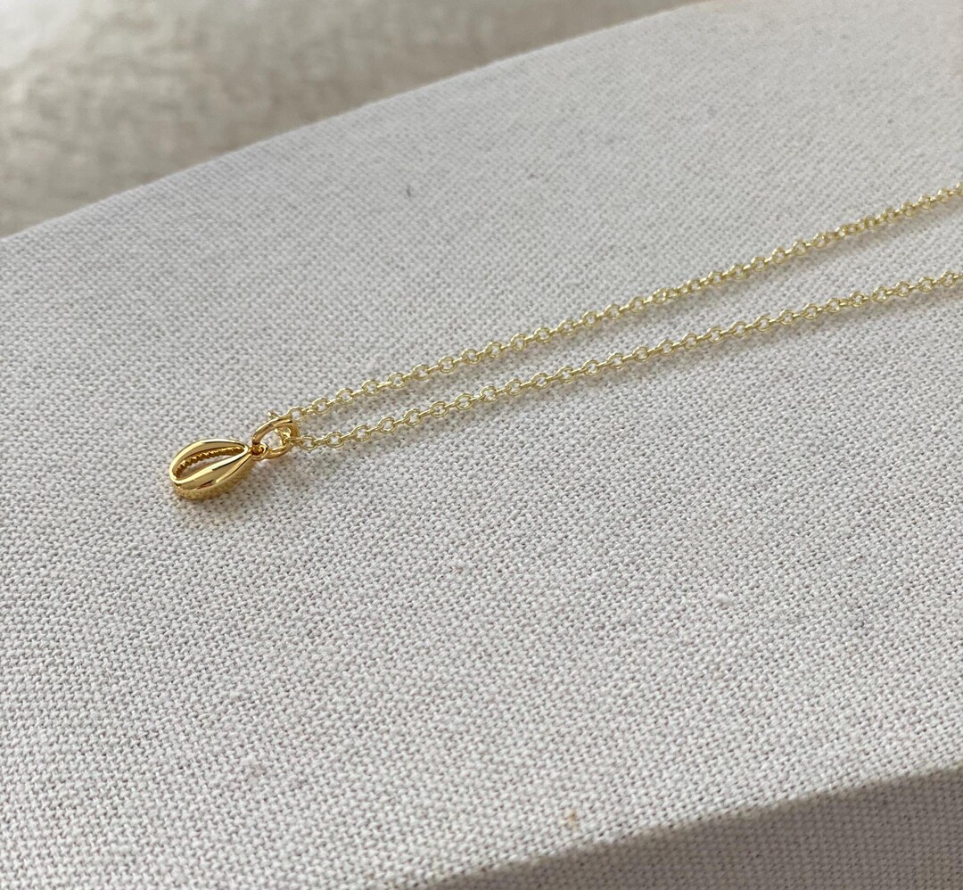 Dainty Gold Seashell Necklace, Delicate Shell Necklace, Tiny Shell ...