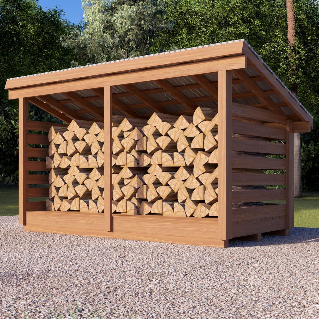 8x14 DIY Firewood Shed Plans – Outdoor Lean-to Storage Shed With Woodworking Plans and Step-by ...