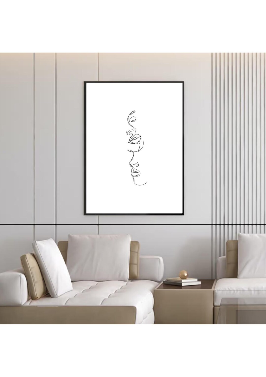 2 Face Black and White Print Fine Line - Etsy