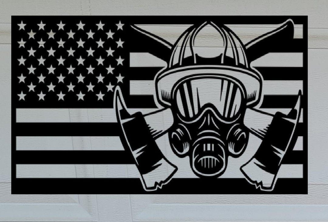 Fire Department Firefighter With USA Flag CNC Metal Sign Fireman - Etsy