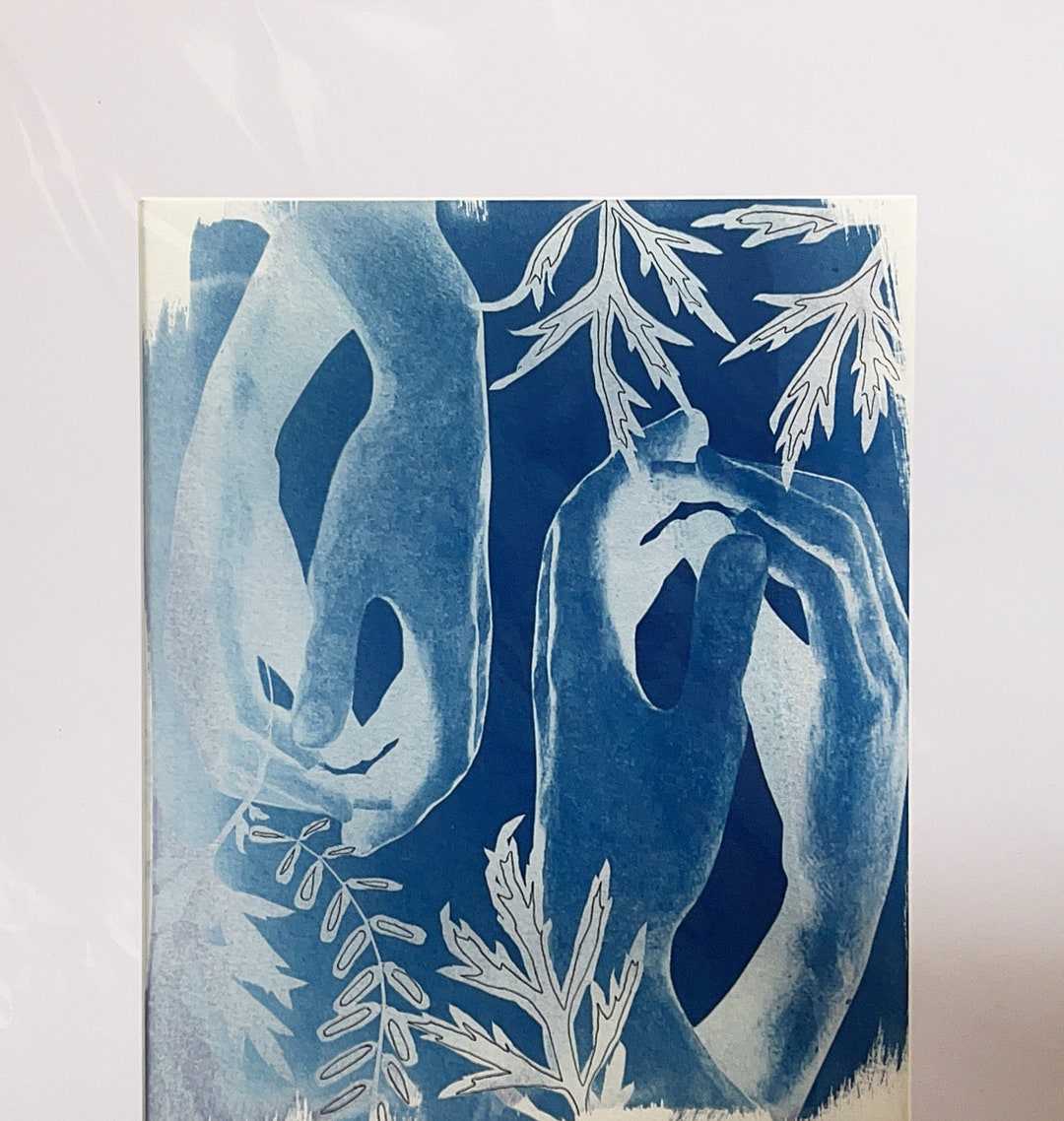 Hands Cyanotype Print | Renaissance Statue Aesthetic | Hand-dyed | - Etsy