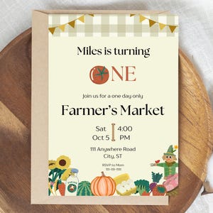Farmers Market Birthday Party Invitation First Birthday Party Invite ...