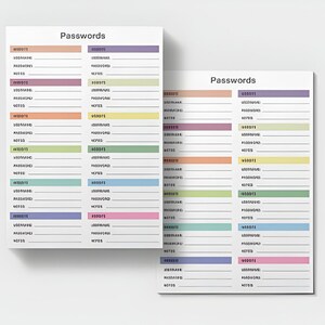 Password Tracker and Keeper Printable Password Organizer Digital ...