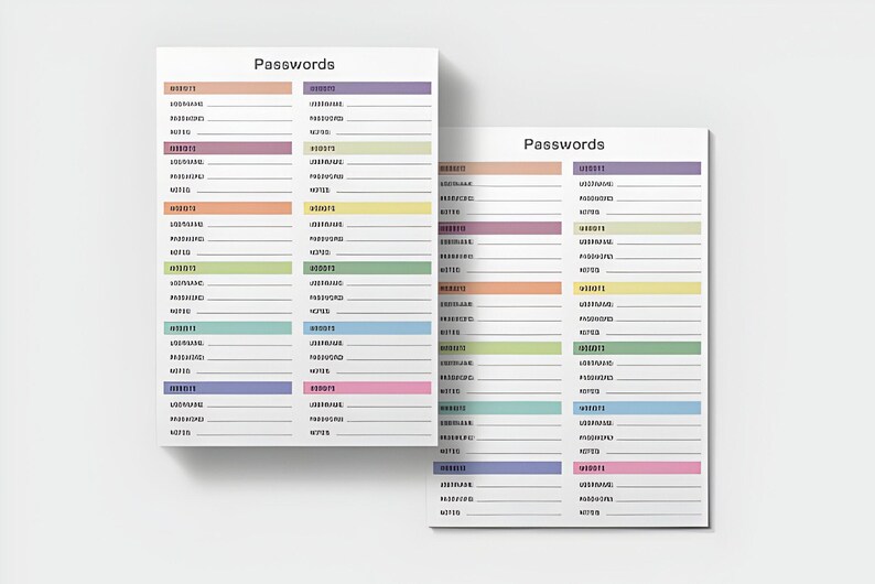Password Tracker and Keeper Printable Password Organizer Digital ...