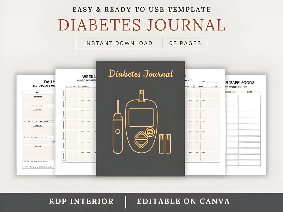 Diabetes Journal Printable Blood Sugar Log Book for Diabetes Management ...
