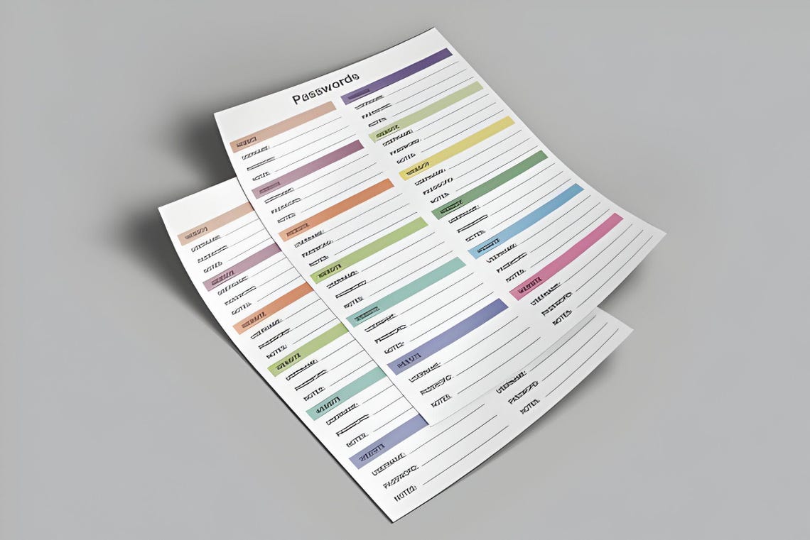 Password Tracker and Keeper Printable Password Organizer Digital ...