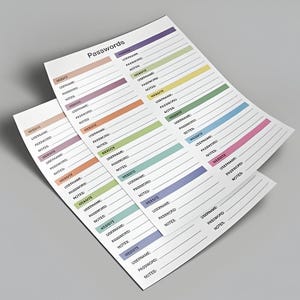 Password Tracker and Keeper Printable Password Organizer Digital ...