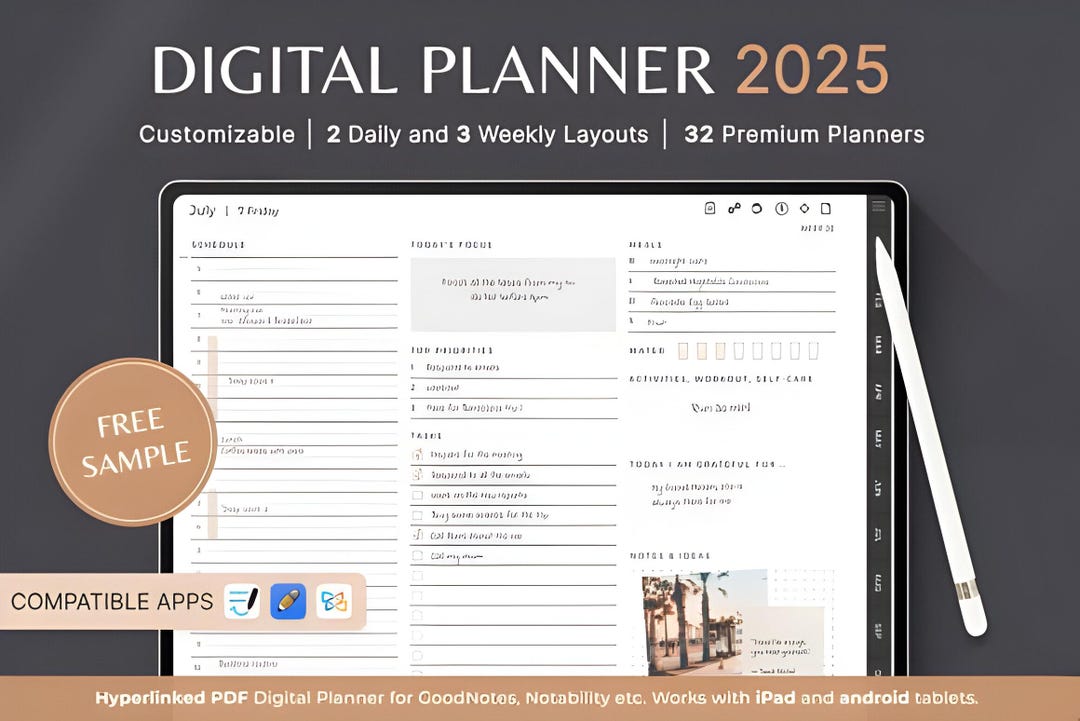 2025 Digital Planner Canva Template, Customizable Daily, Weekly ...
