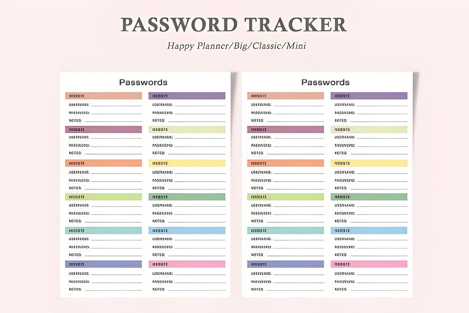 Password Tracker and Keeper Printable Password Organizer Digital ...