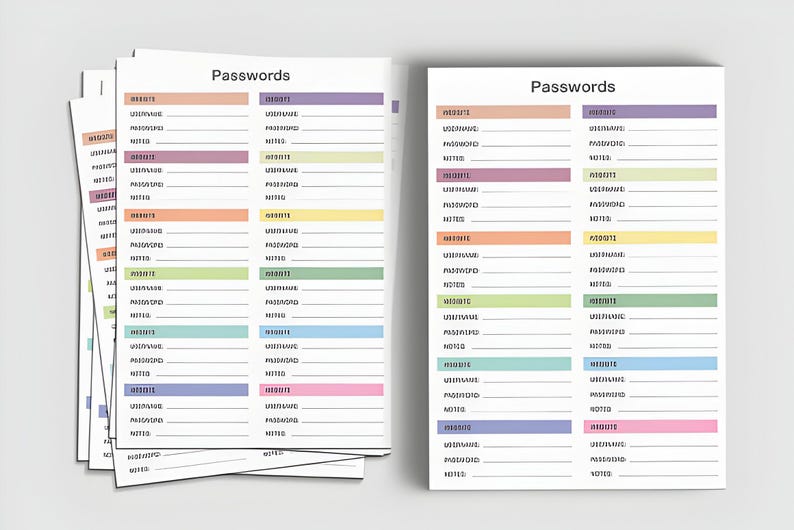 Password Tracker and Keeper Printable Password Organizer Digital ...