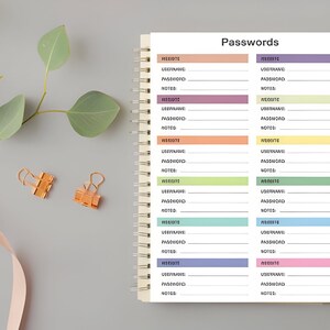 Password Tracker and Keeper Printable Password Organizer Digital ...