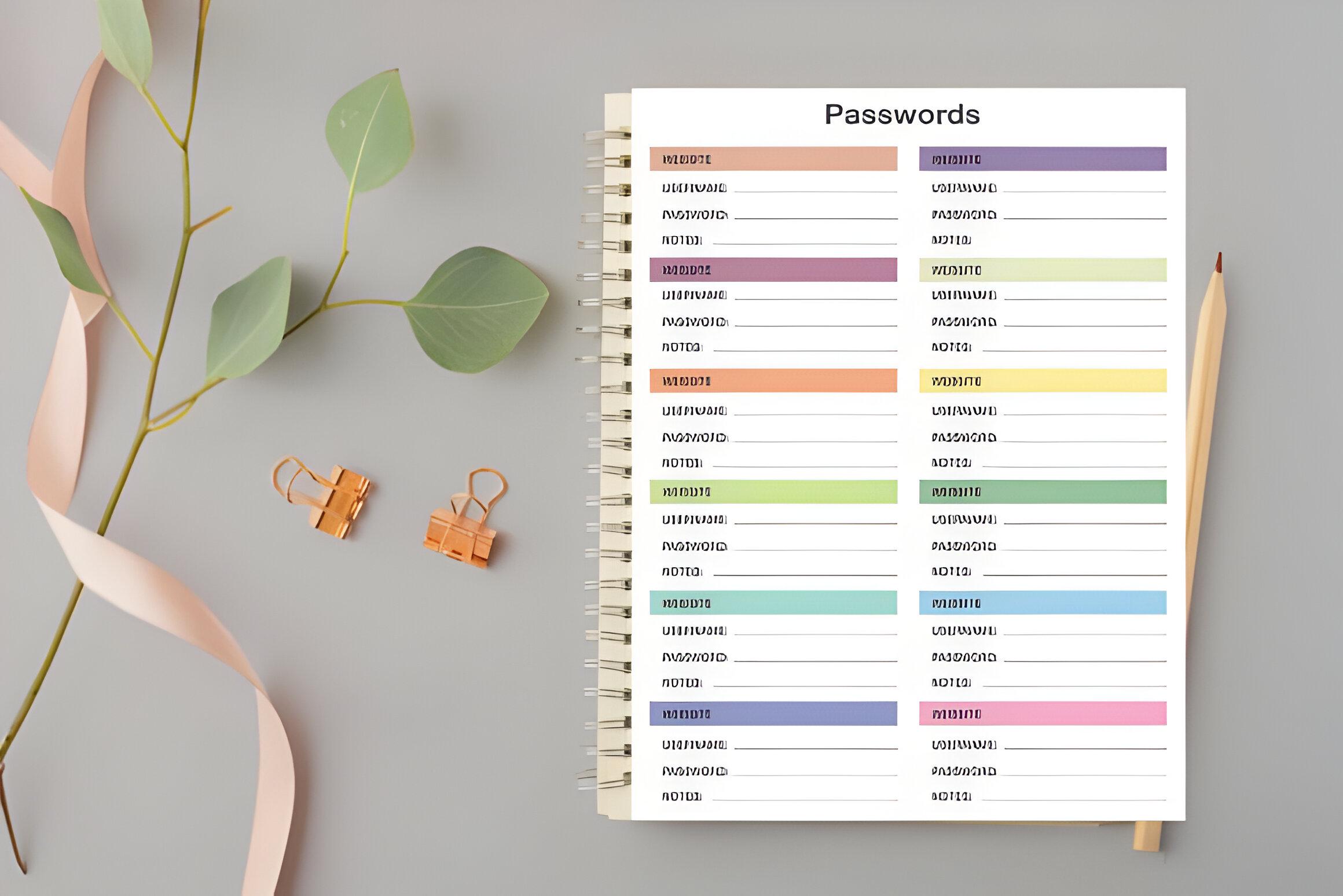 Password Tracker and Keeper Printable Password Organizer Digital ...