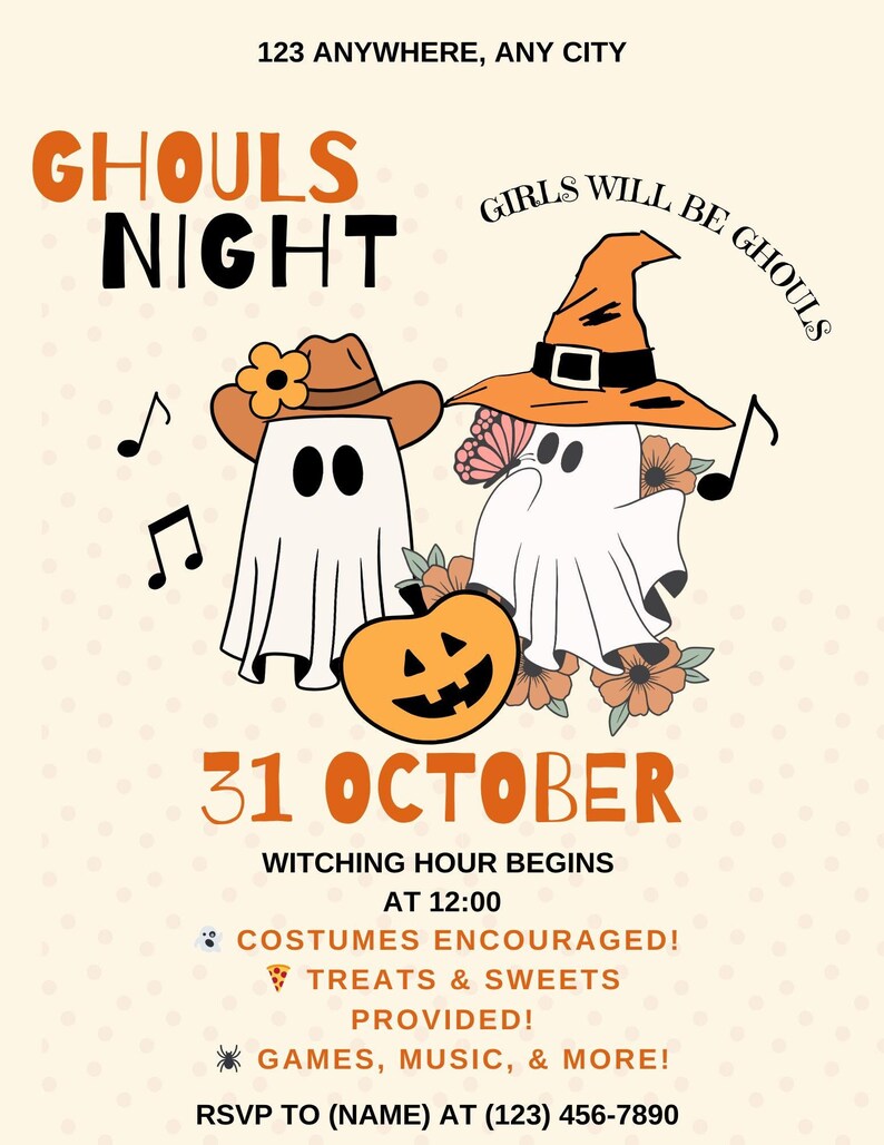 Girls Will Be Ghouls -editable Halloween Party Invitation Template - Etsy