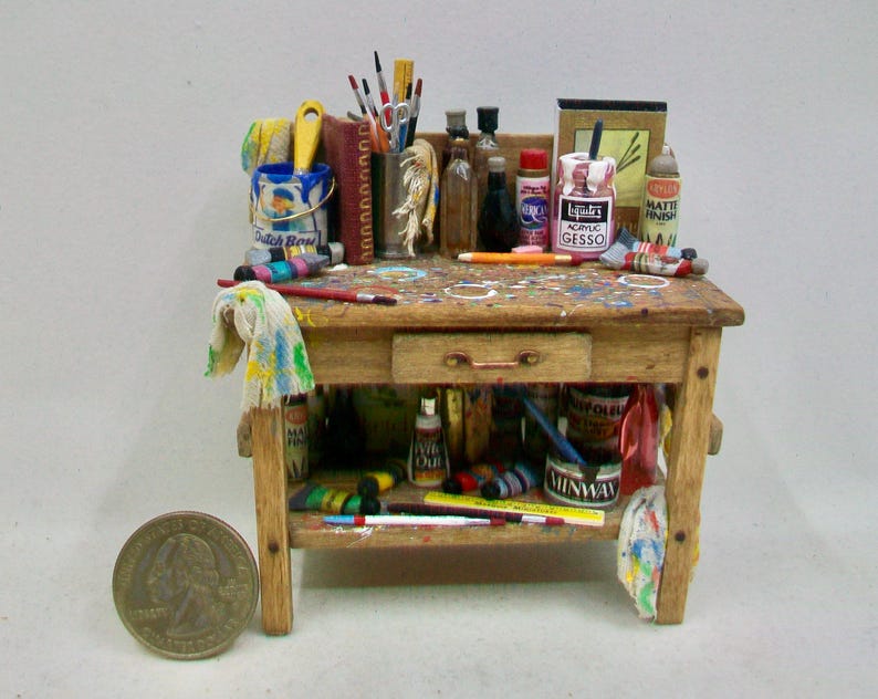 Miniature Art Studio Bench 1:12 Scale - Etsy