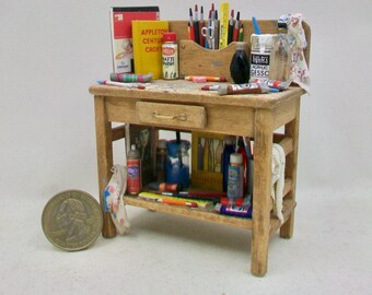 Miniature Art Studio Bench - 1:12 Scale - Etsy