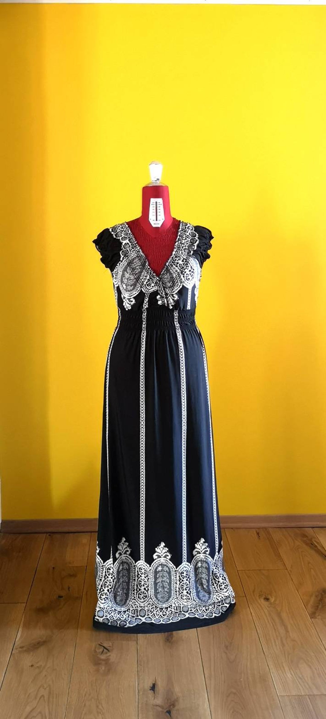 Classic Vintage Long Black Hippie Dress, Bohemian Clothes, Recycle ...