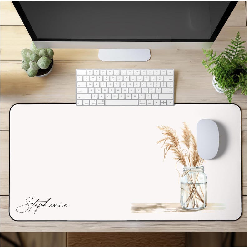 Custom Desk Mat, Personalized Desk Mat Boho Pampas, Aesthetic Desktop ...