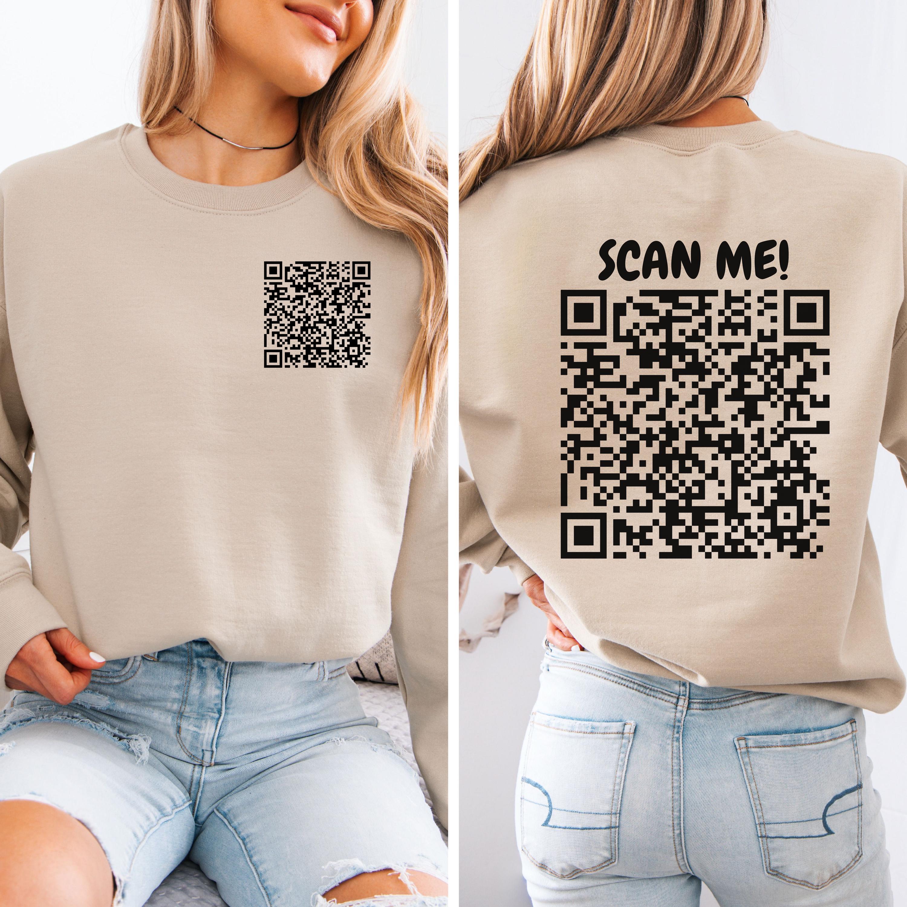 Retro Middle Finger QR Code Shirt, F*CK YOU! Unisex Crew Tee, Tech ...
