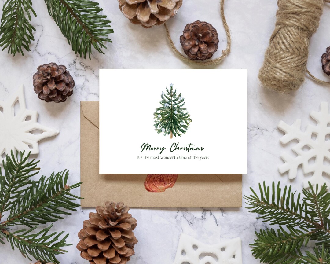 Merry Christmas Card DIGITAL Download Christmas Tree Card, Happy ...