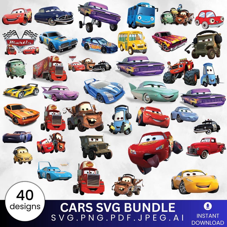 Lightning Mcqueen SVG Bundle | Cars SVG PNG Cut Files | Race Car ...