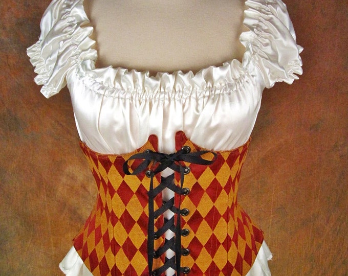Jester Yellow and Red Diamond Print With Orange and Gold Wave Stripes ...