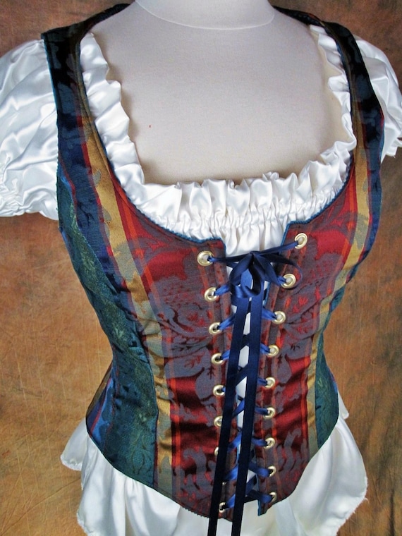 Items similar to Rainbow and bright Blue - Renaissance bodice corset ...