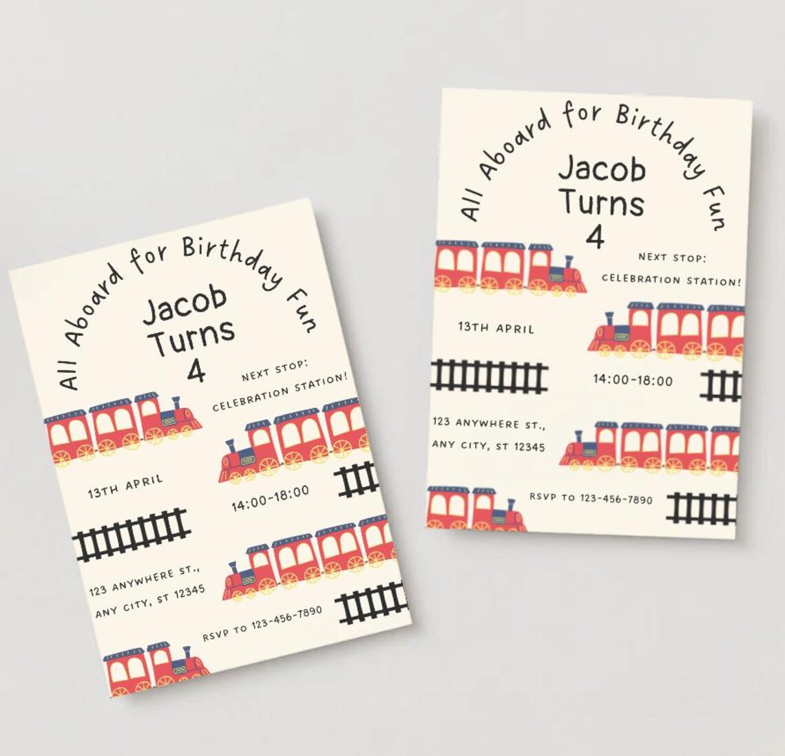 Editable Train Birthday Party Invitation, Vintage Train Invite, Train ...
