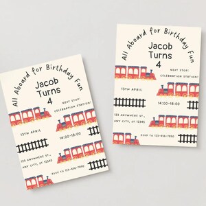 Editable Train Birthday Party Invitation, Vintage Train Invite, Train ...