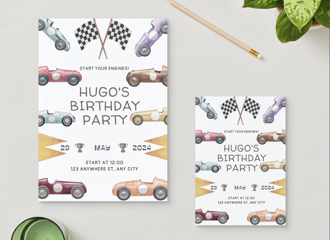 Cars Birthday Invitation Template Birthday Party, Vintage Cars, Invite ...