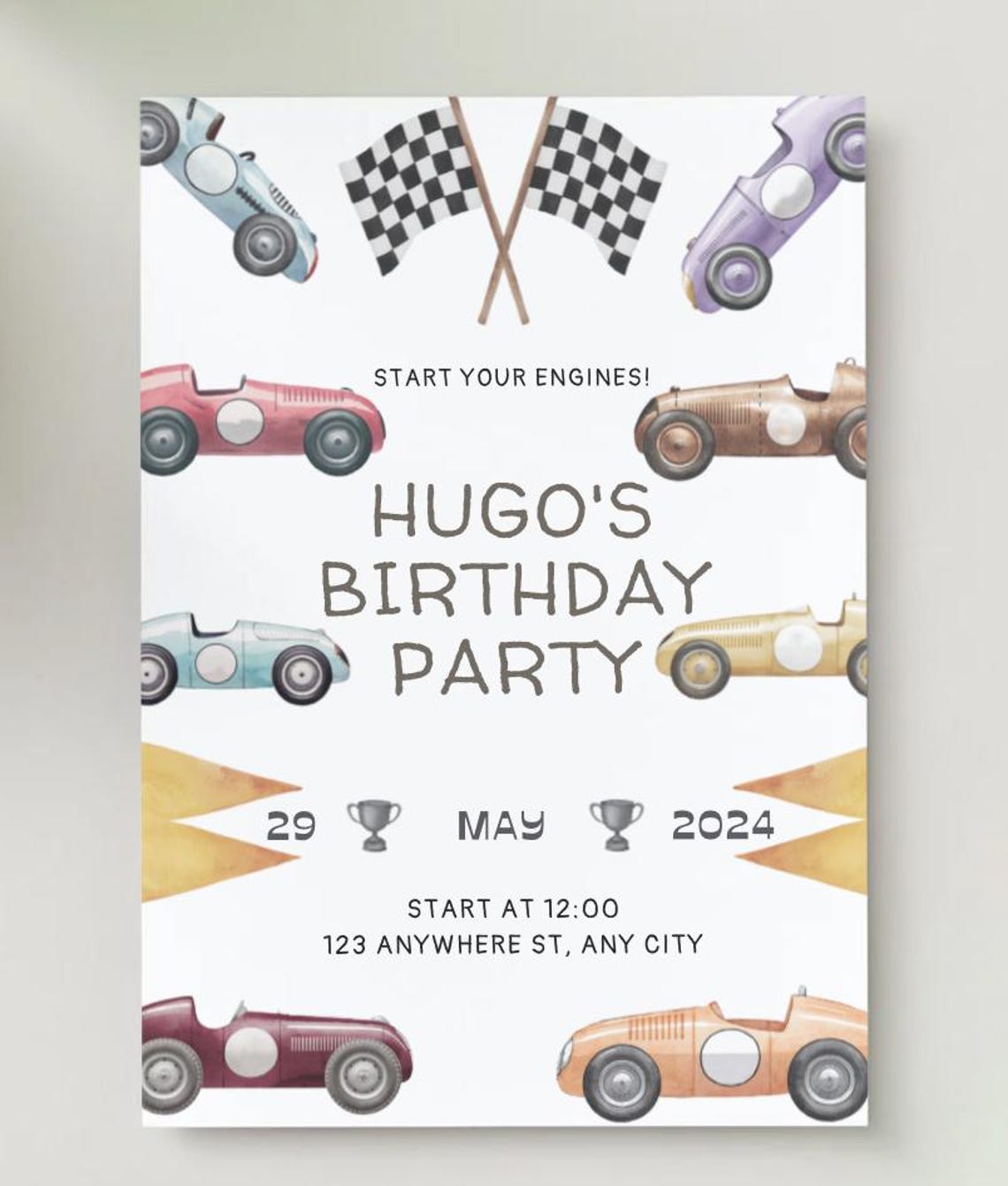 Cars Birthday Invitation Template Birthday Party, Vintage Cars, Invite ...