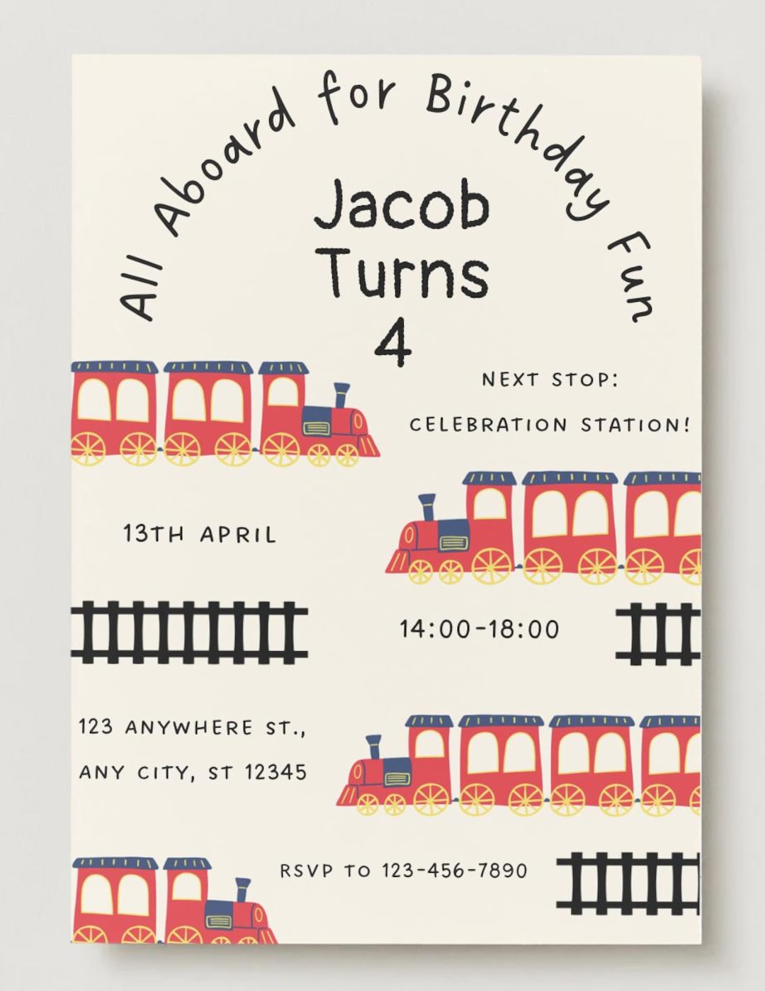 Editable Train Birthday Party Invitation, Vintage Train Invite, Train ...