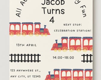 Train Birthday Party Invitation - Etsy