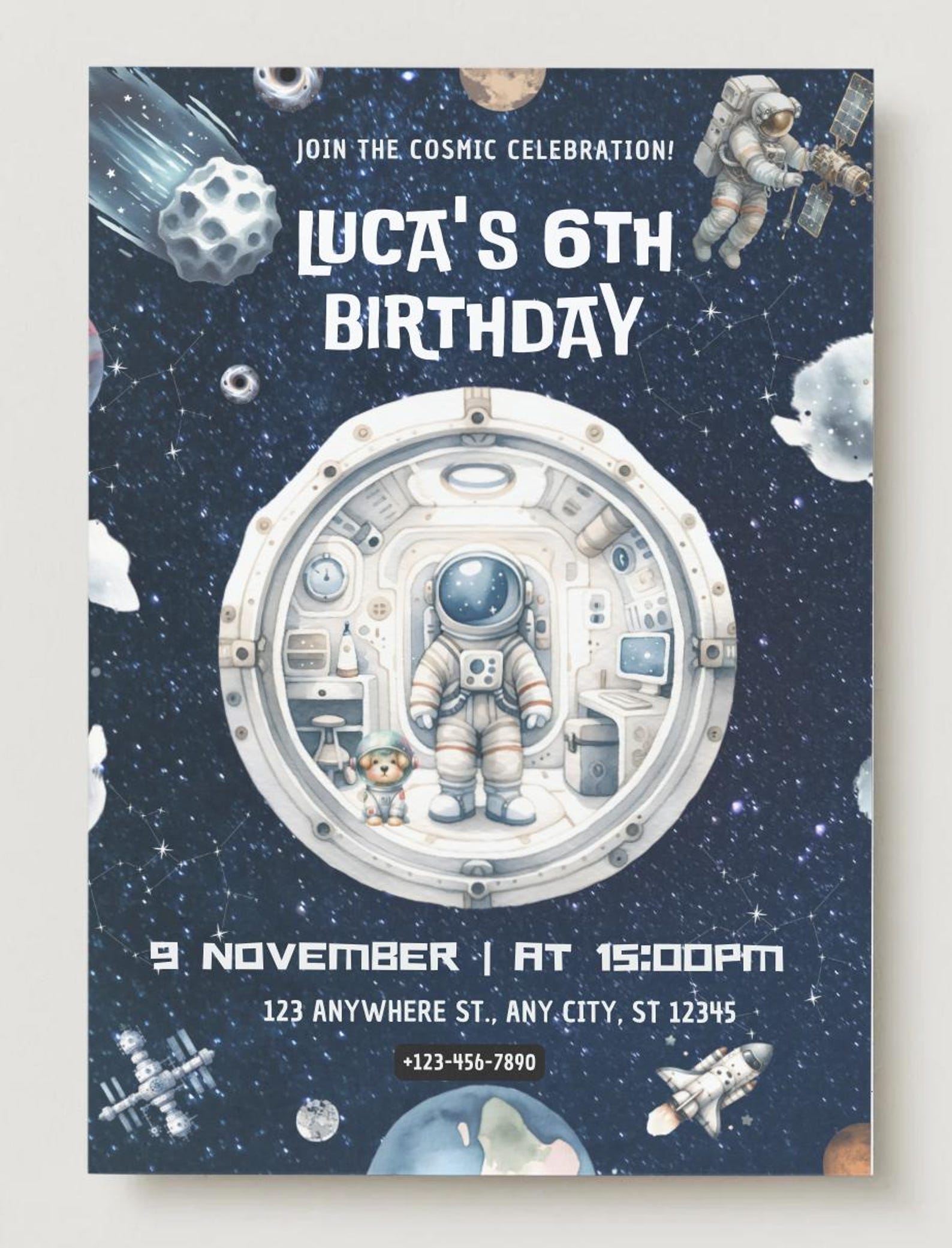 Editable Space Birthday Invitation, Planets Rocket Astronaut Invite ...