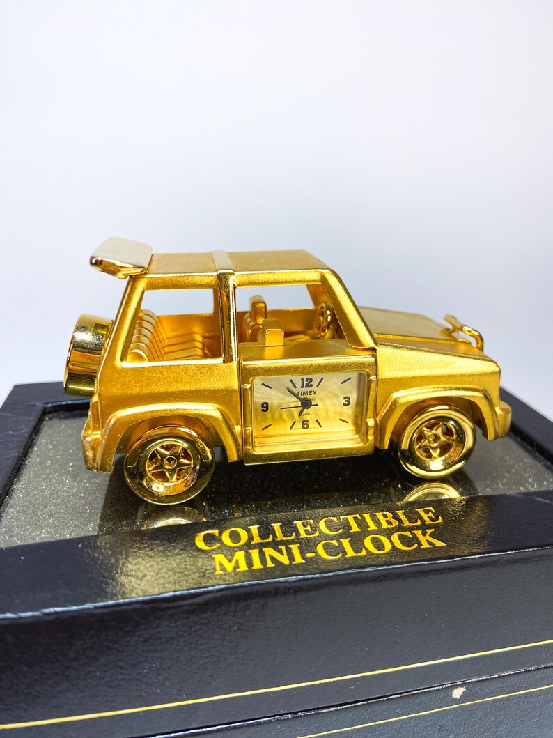 Vintage Timex Collectible Car Clock, Gold Jeep Tabletop Office Desk ...