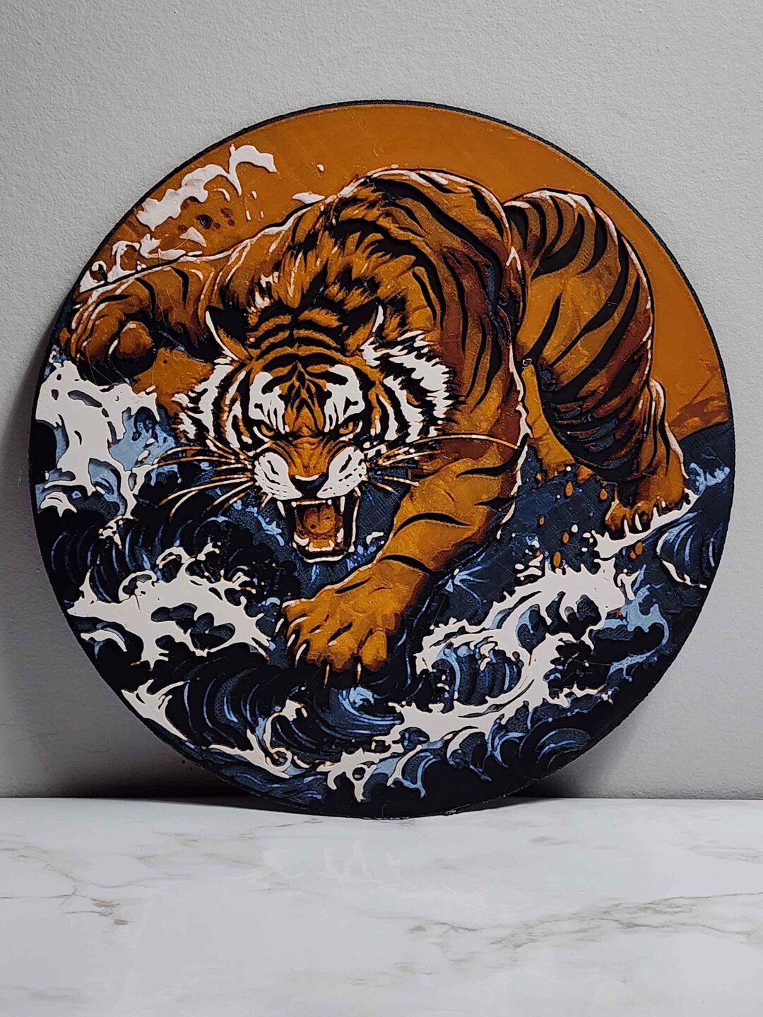 Japanese Inspired Tiger Textured Wall Art Textured 3D Printed Hueforge ...
