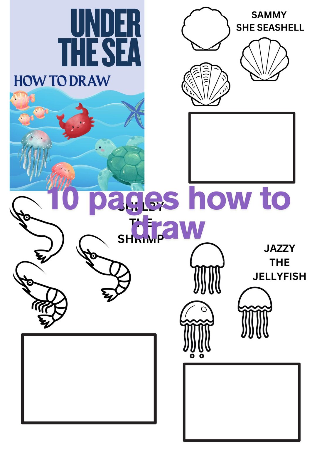Kids How to Draw Under the Sea Book - Easy Kids Ages 3-8 Printable 10 ...