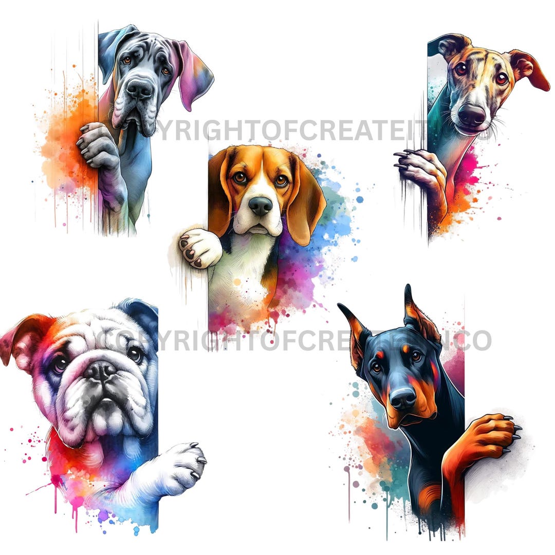 High Res Clipart Cute Dogs Watercolor Pngs 10 Designs Included - Etsy