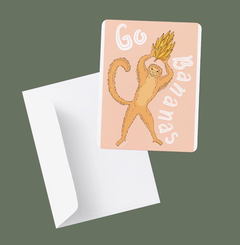 Digital Download, 5x7 Printable Birthday Card go Bananas - Etsy
