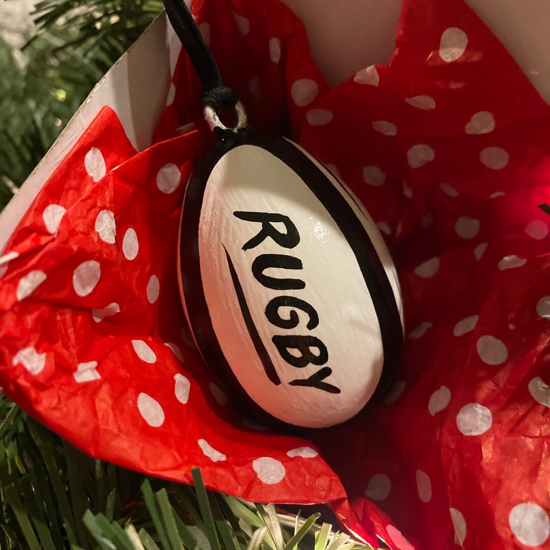 Rugby - Hand Painted Ornament - Personalized - (2.5" X1.5" Egg Shape ...
