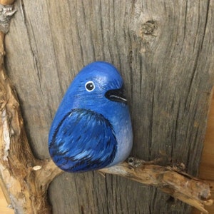 Painted Blue Bird Rock Art on Rustic Barn Wood Wall Art - Etsy