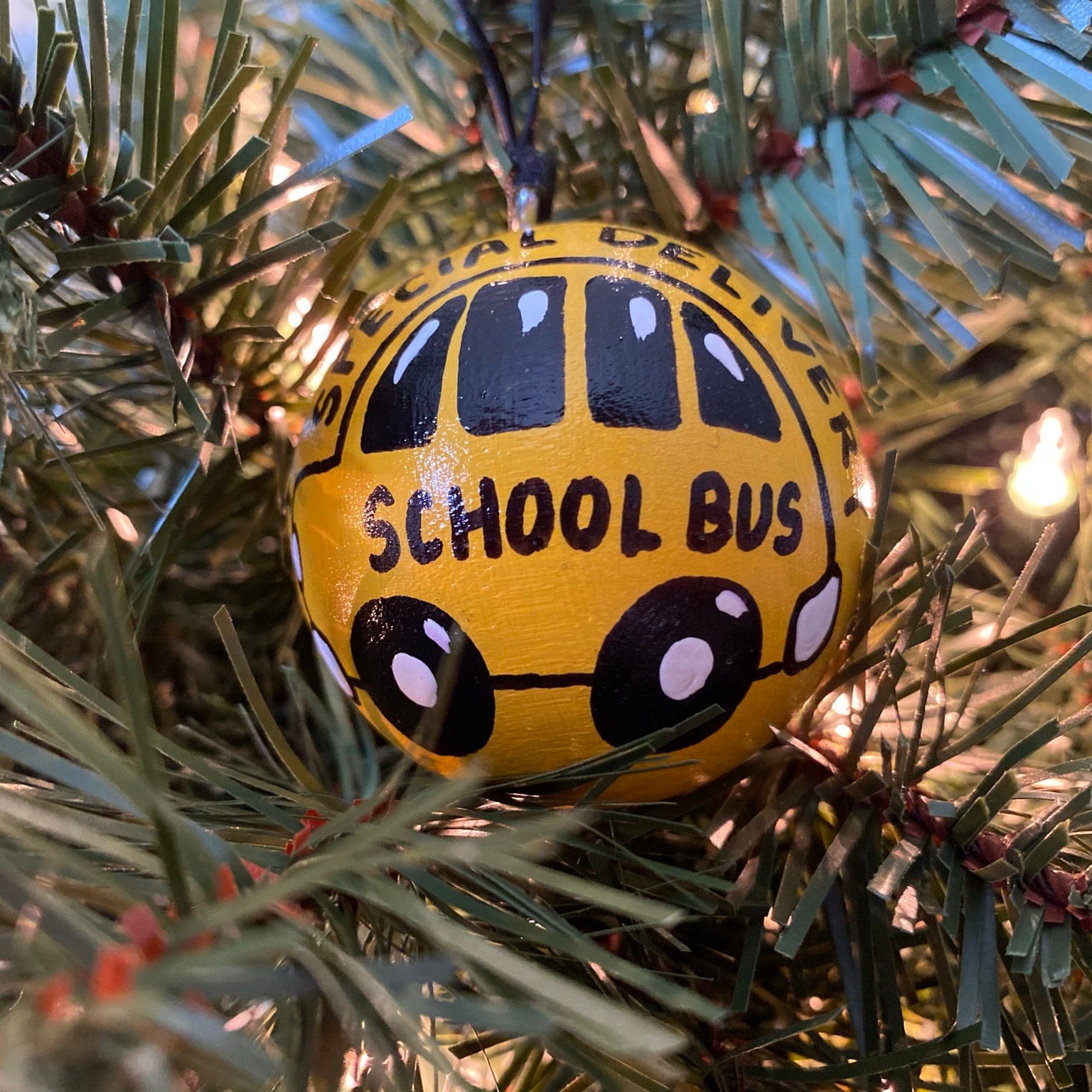 School Bus Ornament Solid Wood Ball 2 Round | Etsy
