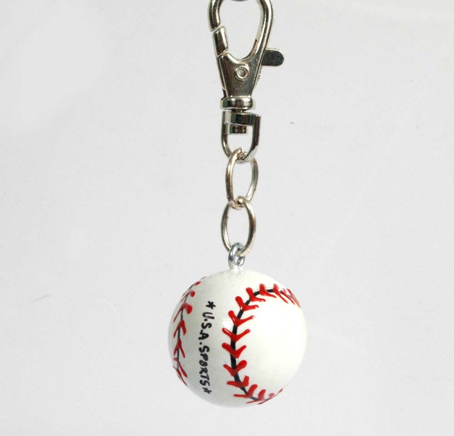 Personalized BASEBALL Charm for Bag - Backpack - Key Ring - Zipper Pull ...