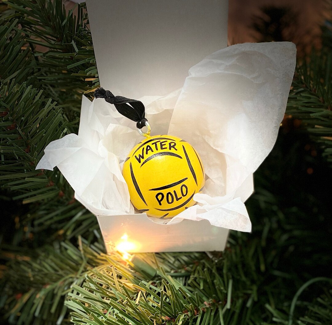 Water Polo Hand Painted Wood Ball 2 Round Ornament Personalized Solid ...
