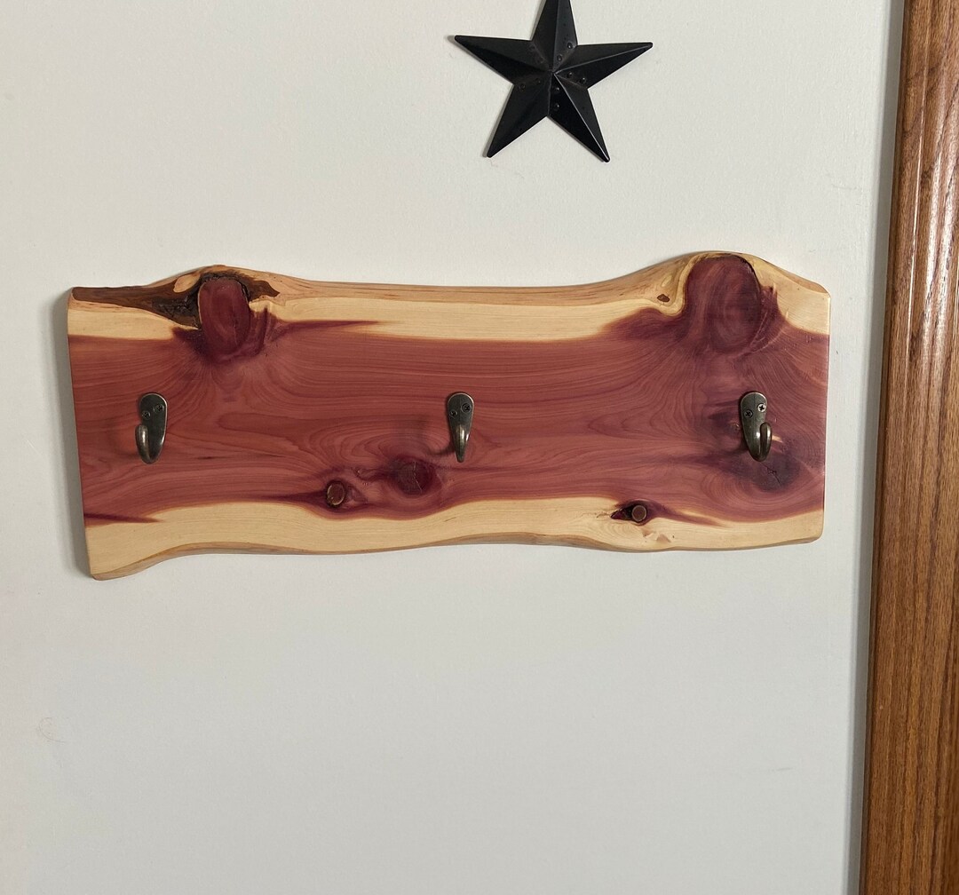 Cedar Coat or Towel Rack - 3 Hooks - Hardware and Mounting Instructions ...