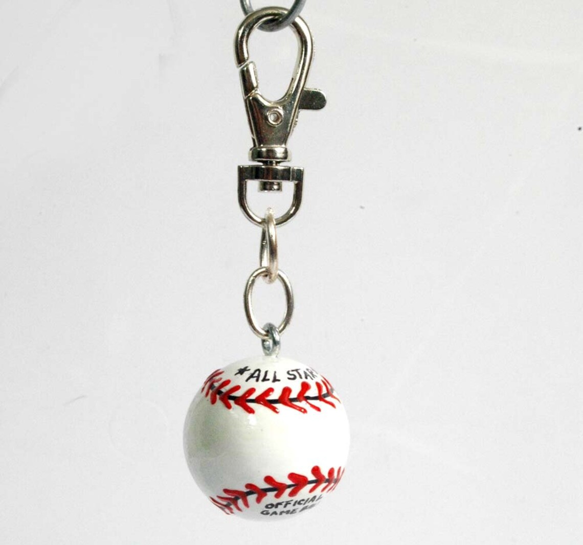 Personalized BASEBALL Charm for Bag - Backpack - Key Ring - Zipper Pull ...